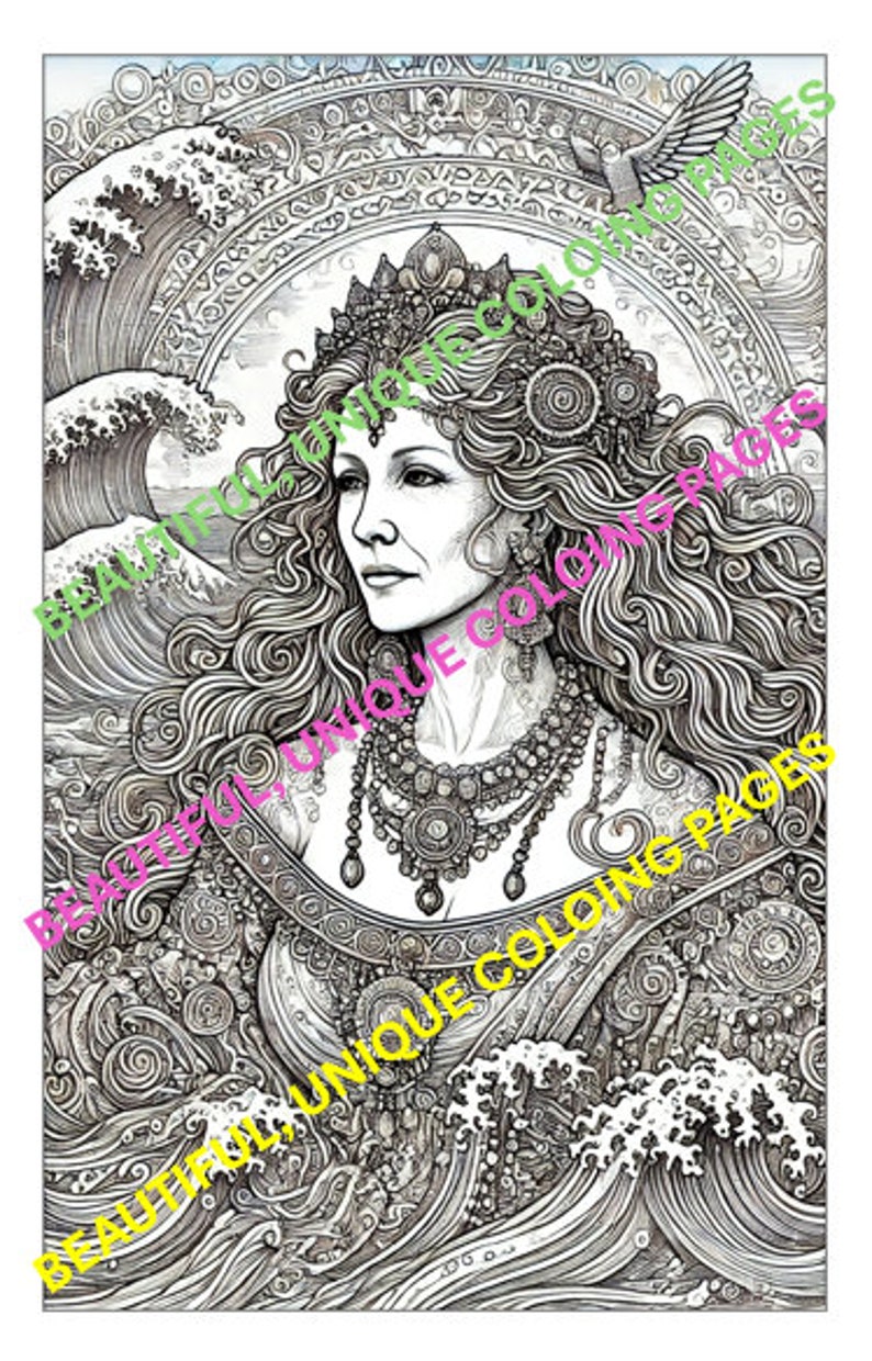 10 Printable Adult Coloring Pages of Incredible Magical Women, 10 ...