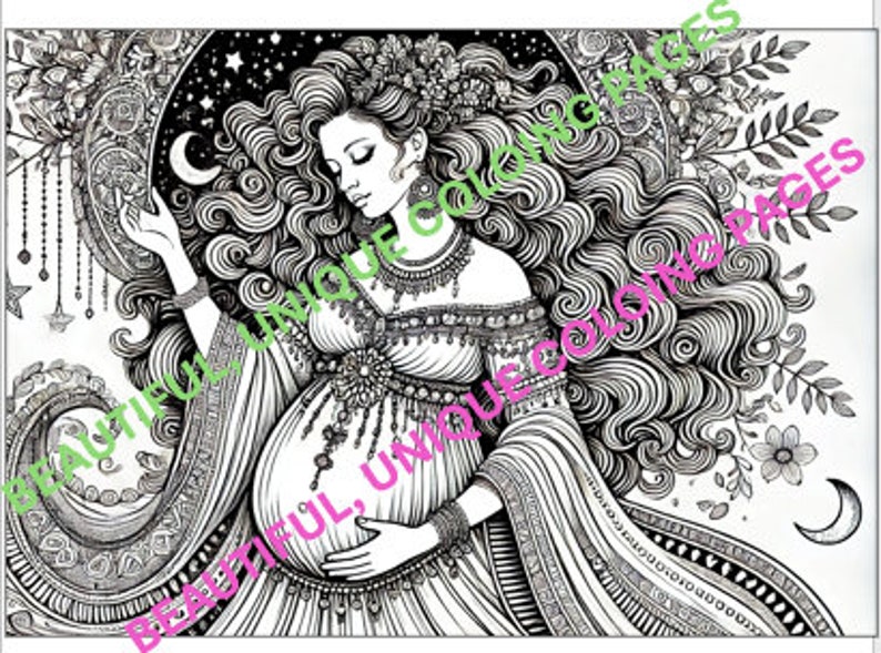 10 Printable Adult Coloring Pages of Incredible Magical Women, 10 ...
