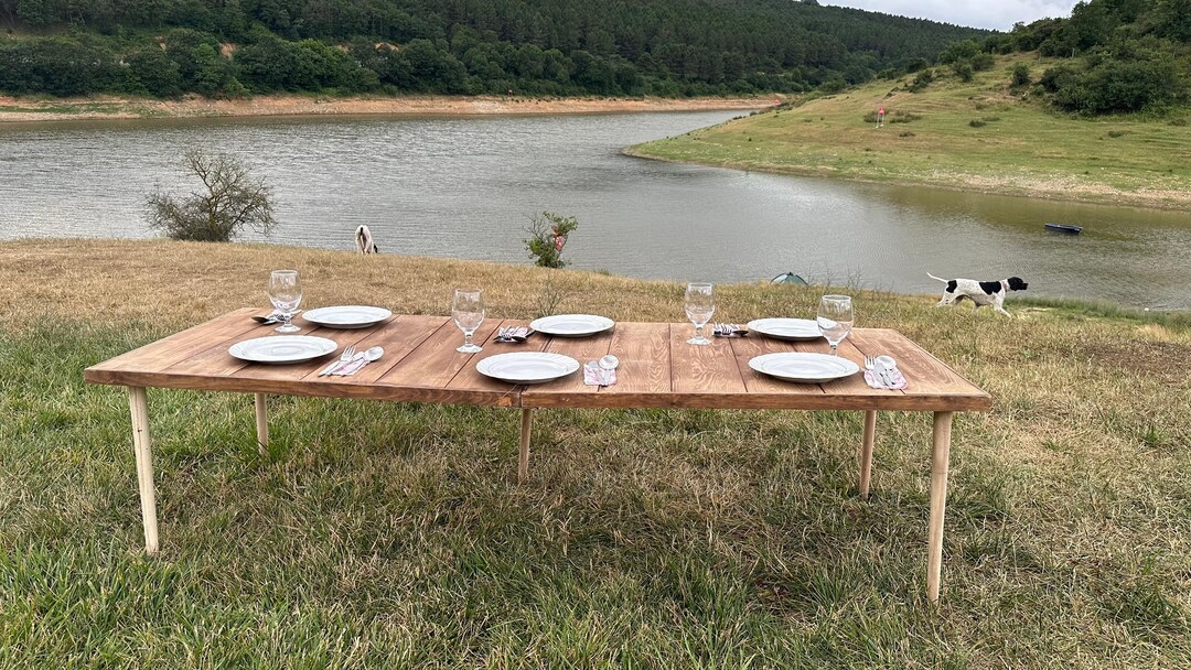 Handmade Wood Table 2880inch H13-19inch Foldable Camp Picnic Table ...