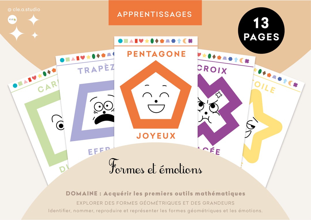Shapes and Emotions Cards for Educational Learning Games - Etsy