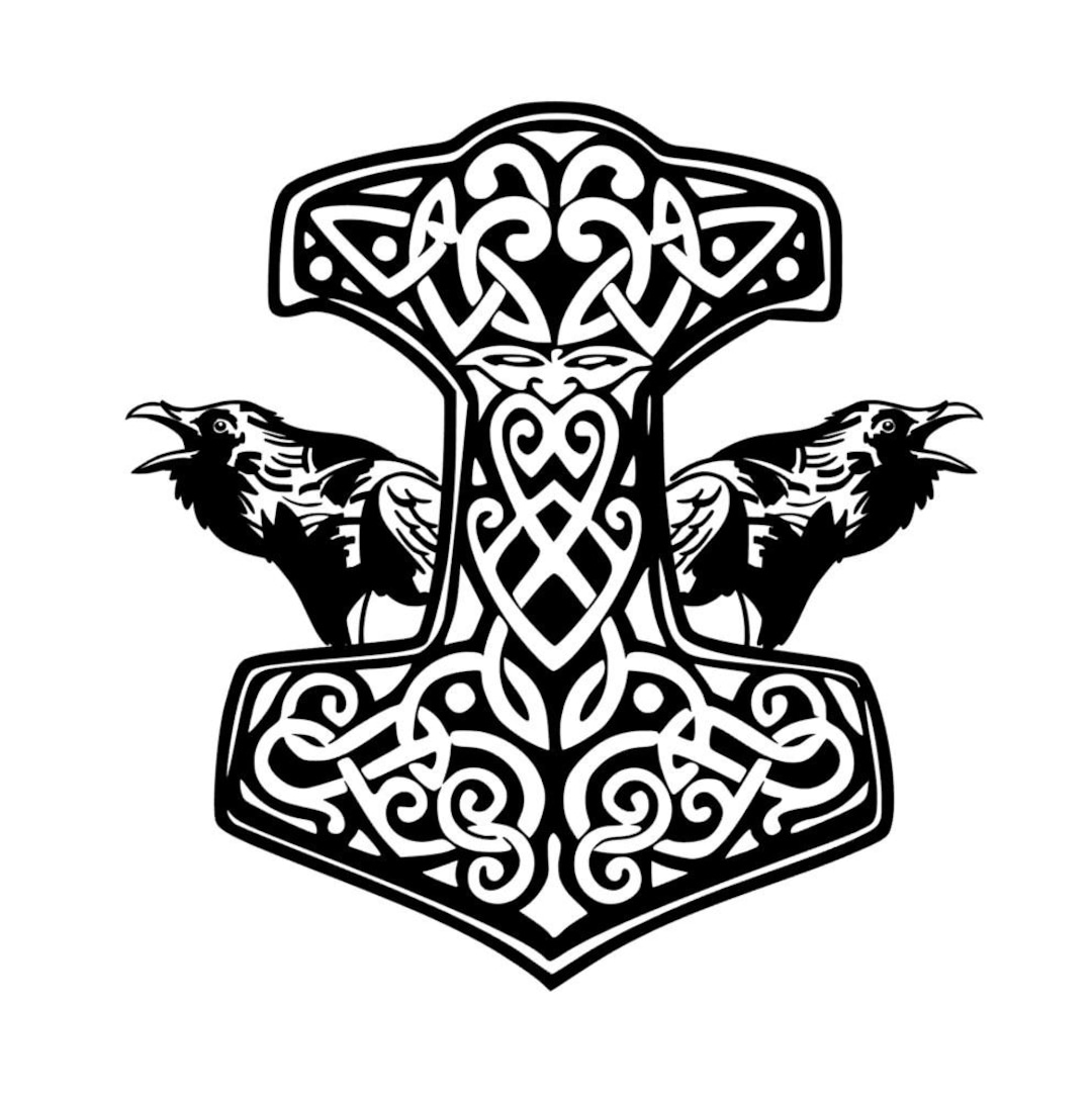 Mjolnir Huginn and Muninn, Mythical Symbol, Nordic Culture, Viking ...