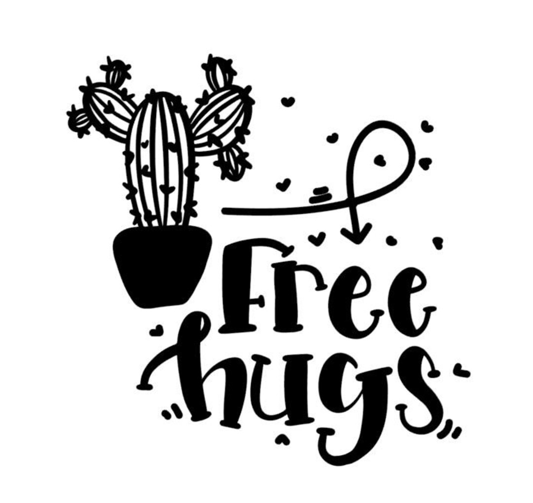 Free Hugs Cactus, Succulent Decal, New Age Decor, Hipster Decals, Cute ...