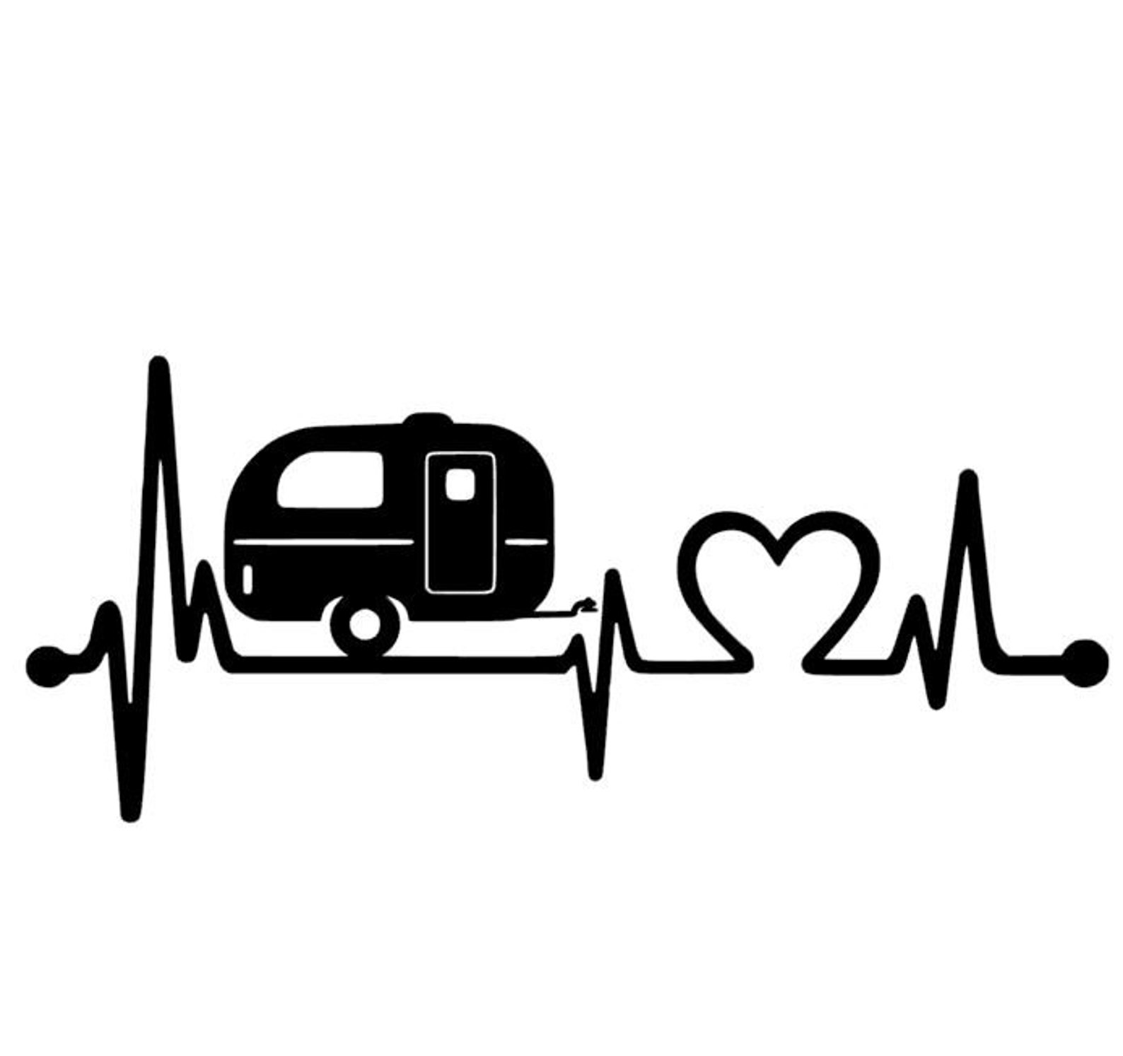 Happy Camper Heart Beat Decal, Outdoor Adventure, Wanderlust, Road Trip ...