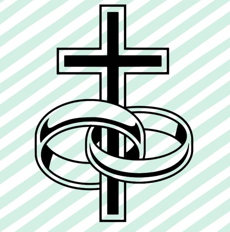 Wedding Decal, Non-denominational Cross, Wedding Rings, Wedding Sticker ...