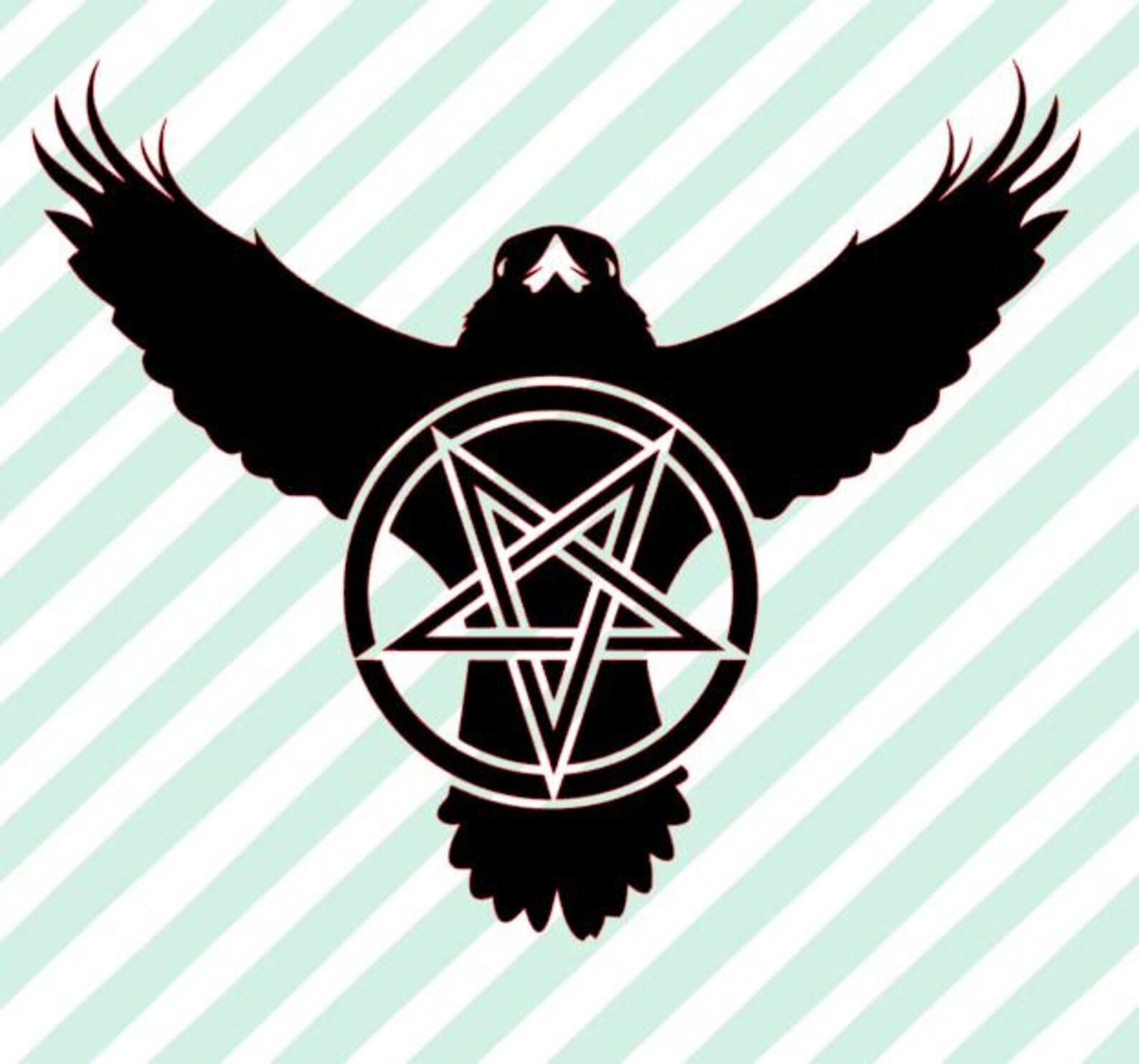 Raven With Inverted Pentacle Decal, Pagan Witchcraft Symbol - Etsy