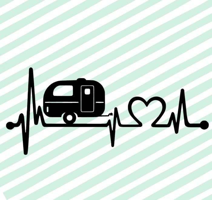 Happy Camper Heart Beat Decal, Outdoor Adventure, Wanderlust, Road Trip ...