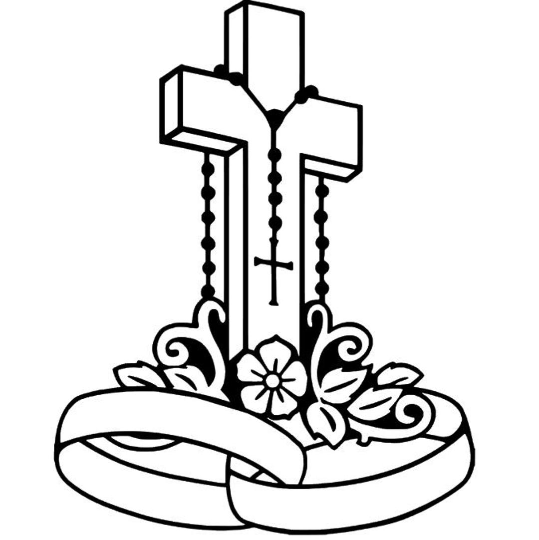Catholic Wedding Decal, Cross, Rings, Rosary, Customizable Sticker - Etsy