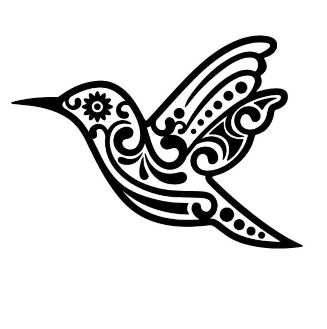 Folk Art Humming Bird Decal, Boho Style, Whimsical Bird Art, Garden ...