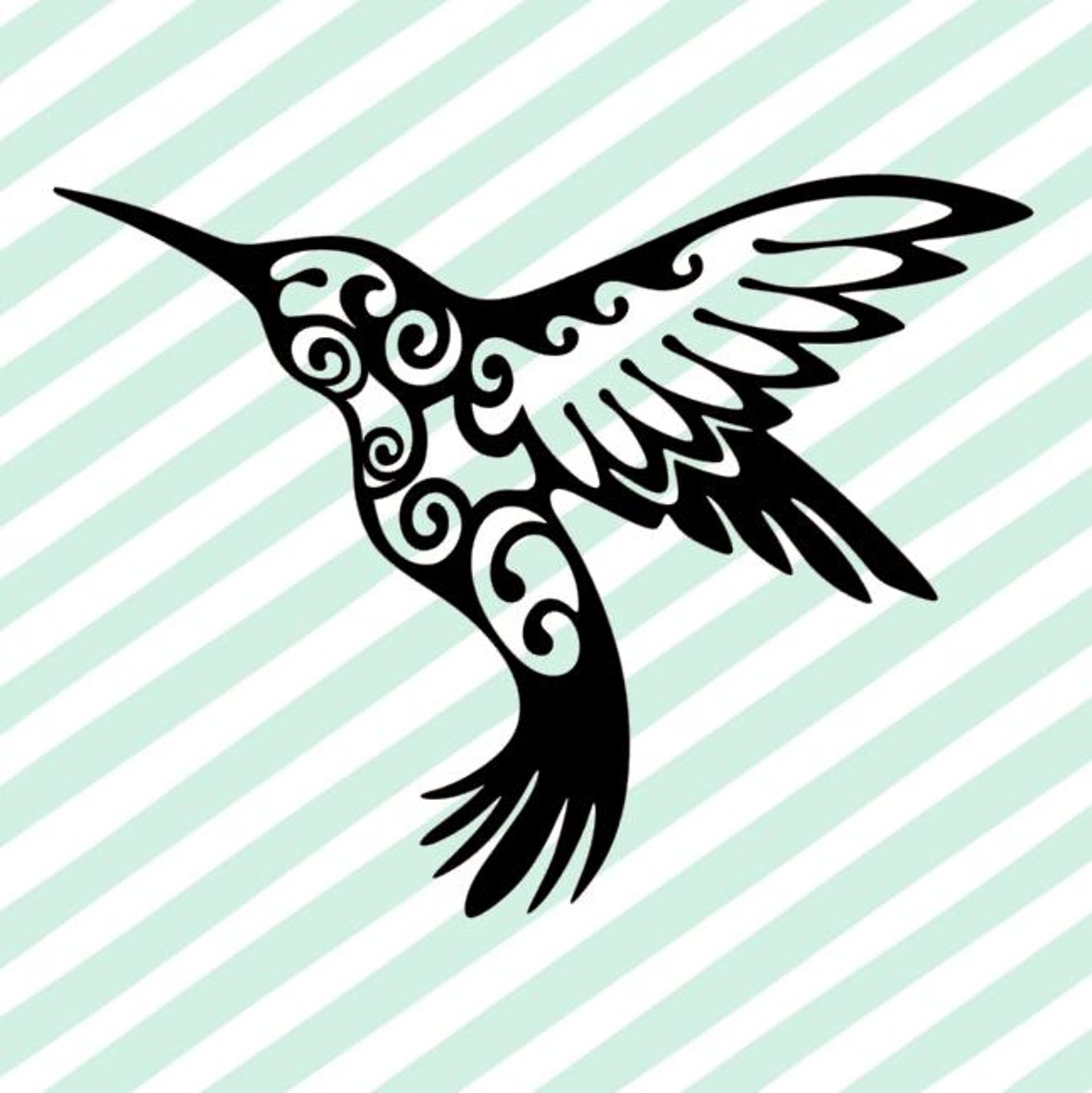Folk Art Humming Bird Decal, Flying Hummingbird, Whimsical Bird Art ...