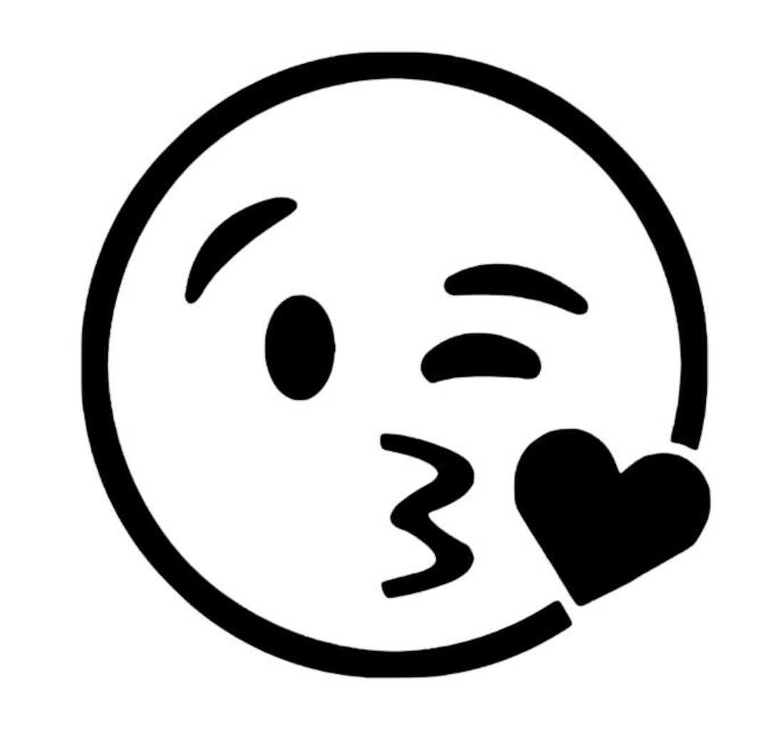 Heart Kiss Emoji Decal, Custom Emoticon Sticker - Etsy