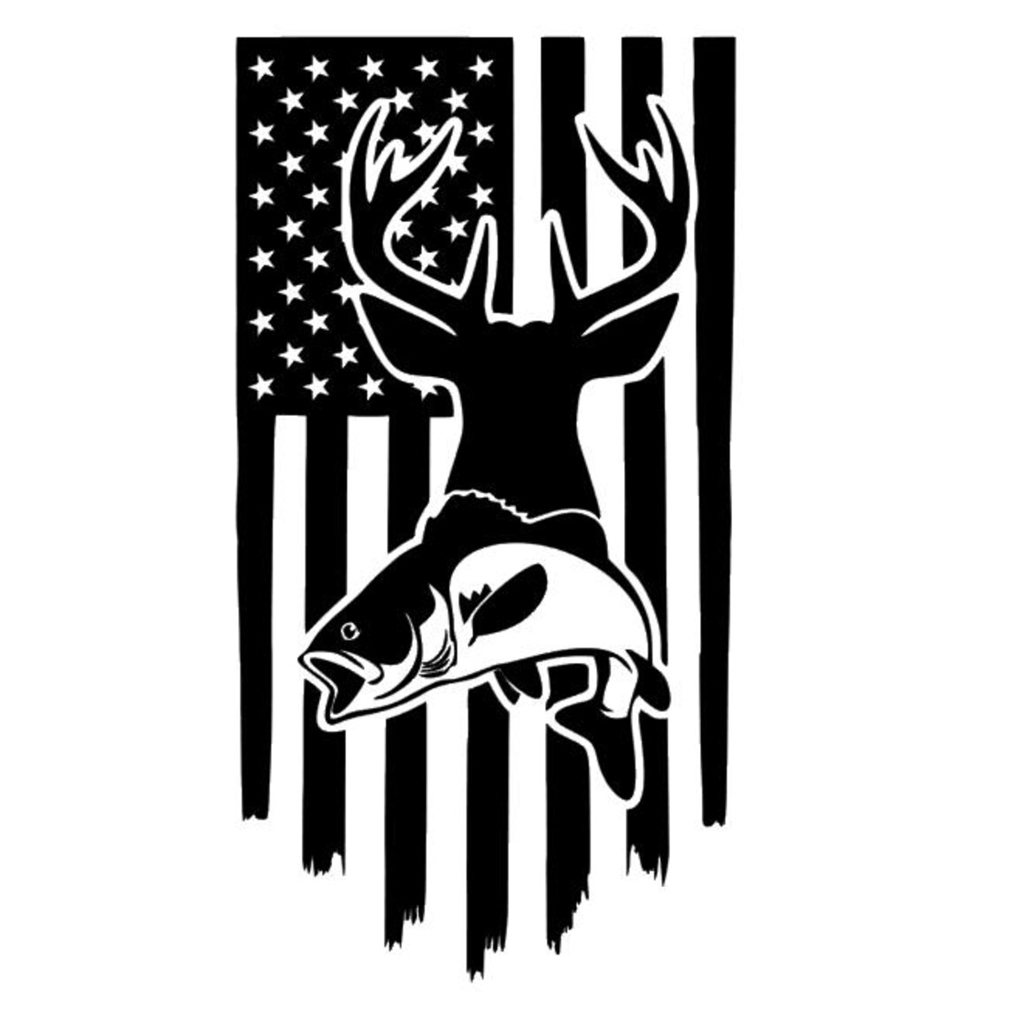 Hunting Fishing Decals, American Flag, Deer Fish Stickers, Fishing ...