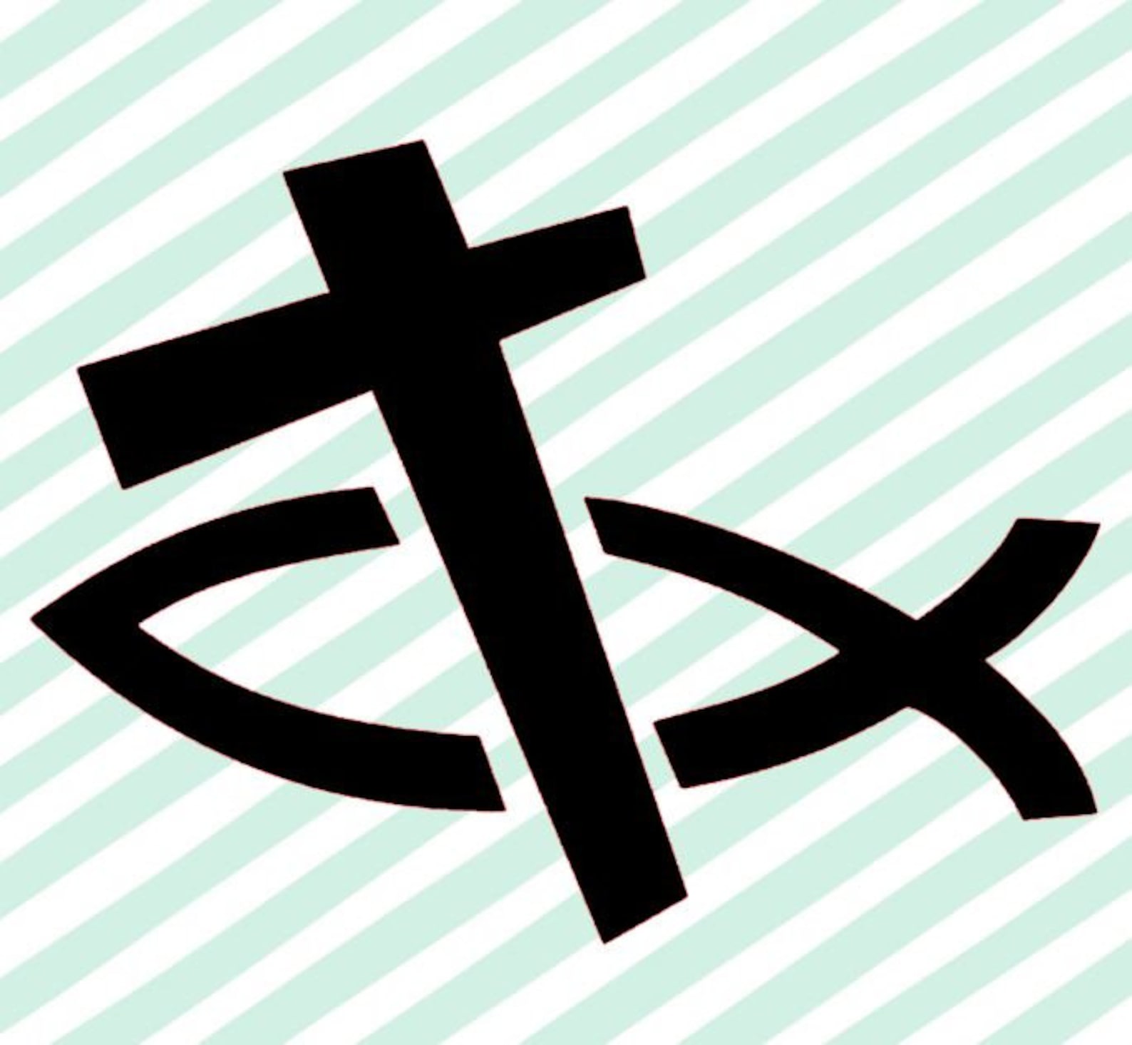 Fish With Cross Decal, Christianity Emblem, Faith Decal, Christian Art ...