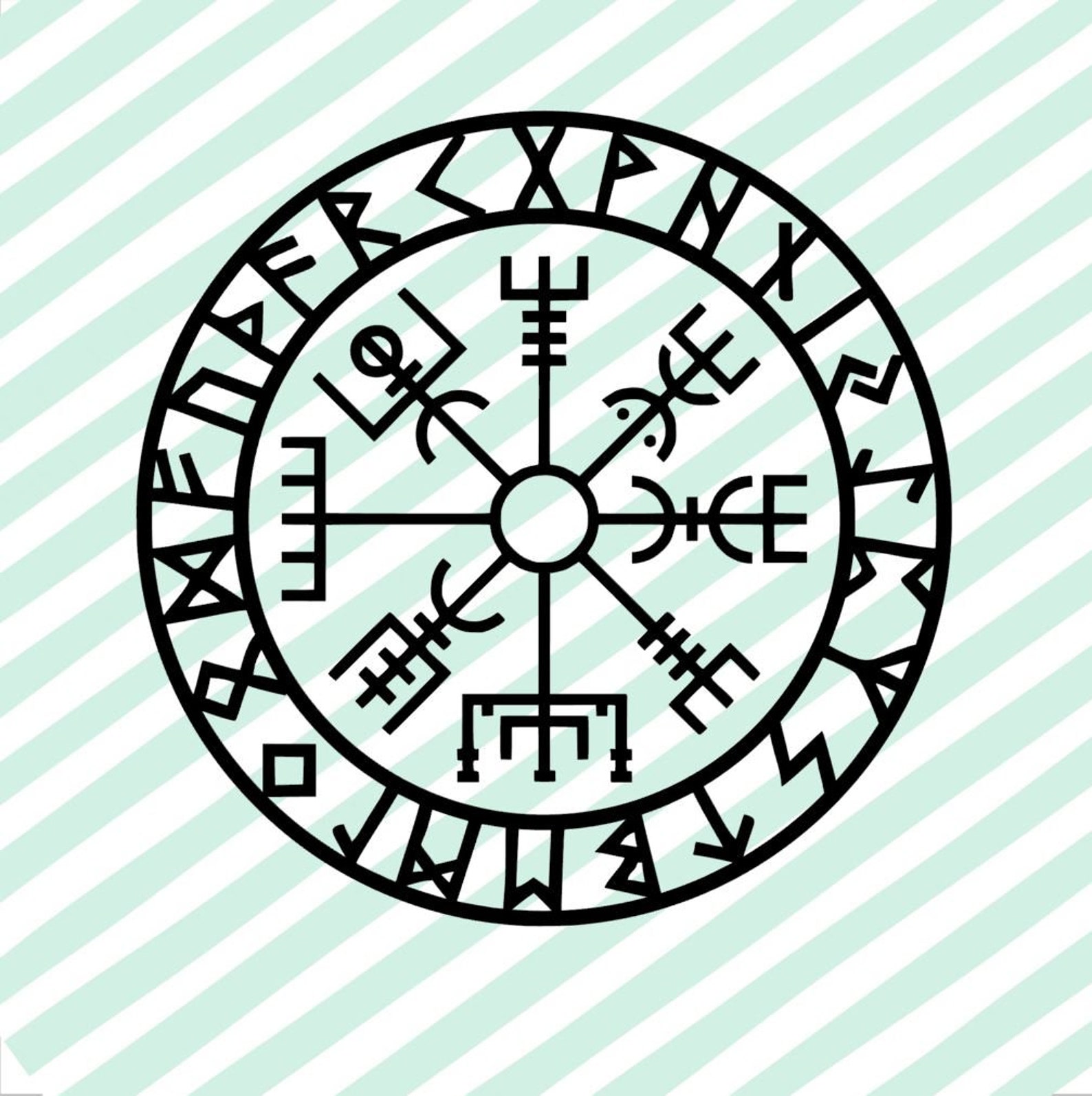 Vegvísir, Wayfinder Compass, Navigation Protective Symbol, Viking ...