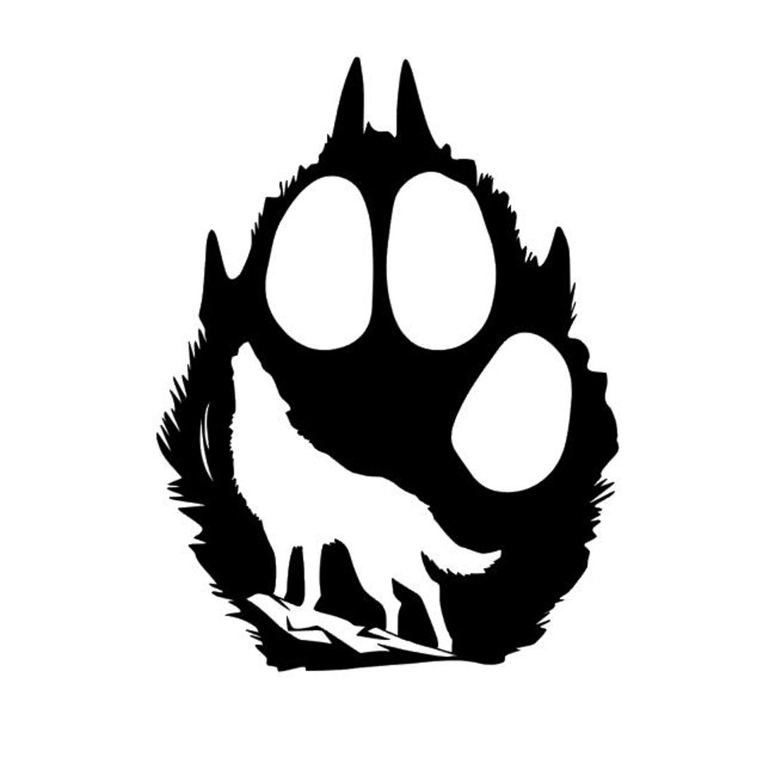 Wolf Spirit Sticker, Howling Wolf Paw Print, Mystical Wolf Art, Nature ...