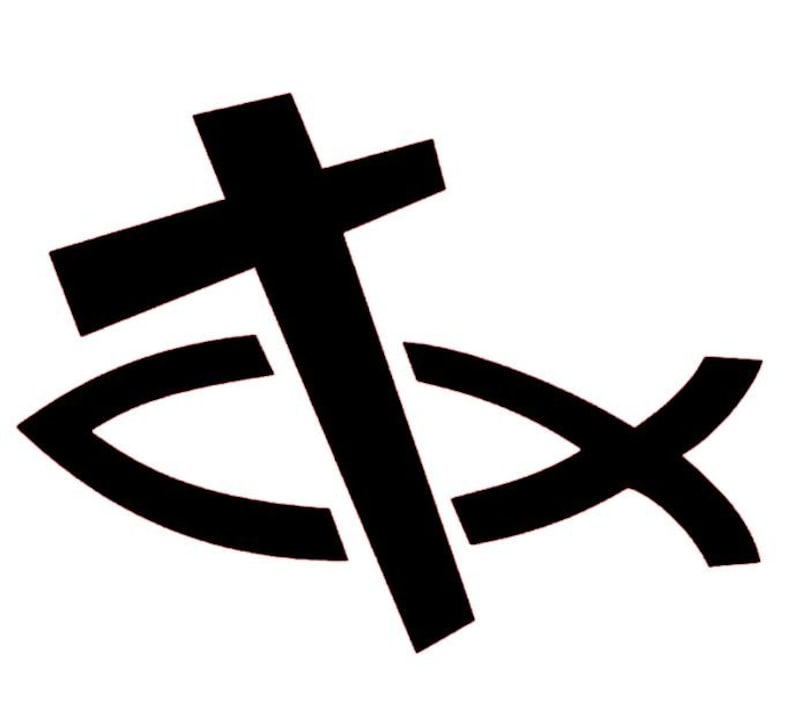 Fish With Cross Decal, Christianity Emblem, Faith Decal, Christian Art ...