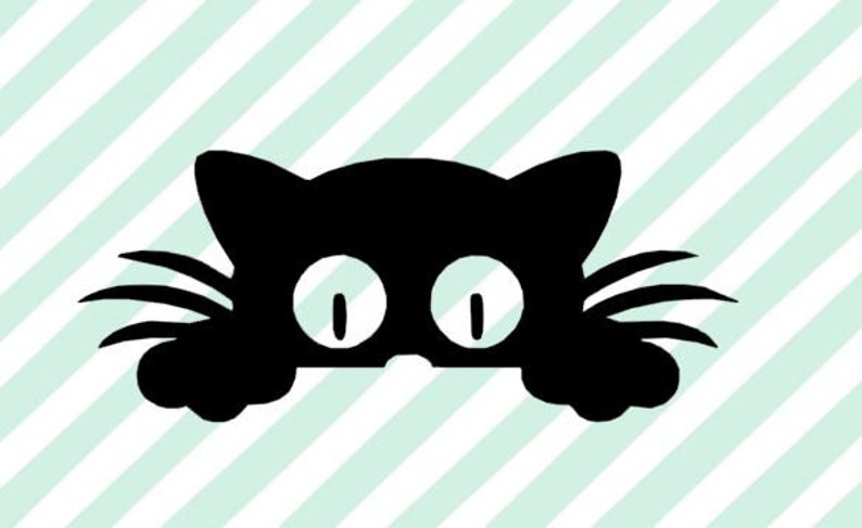 Peeking Kitty Decal, Wide Eyed Cat, Personalized Option - Etsy