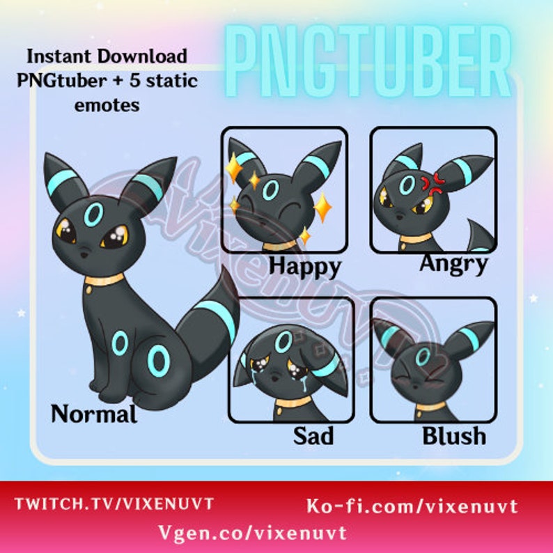 Shiny Umbreon Pngtuber Model | Vtuber Model | Pngtuber Twitch | Vtuber ...