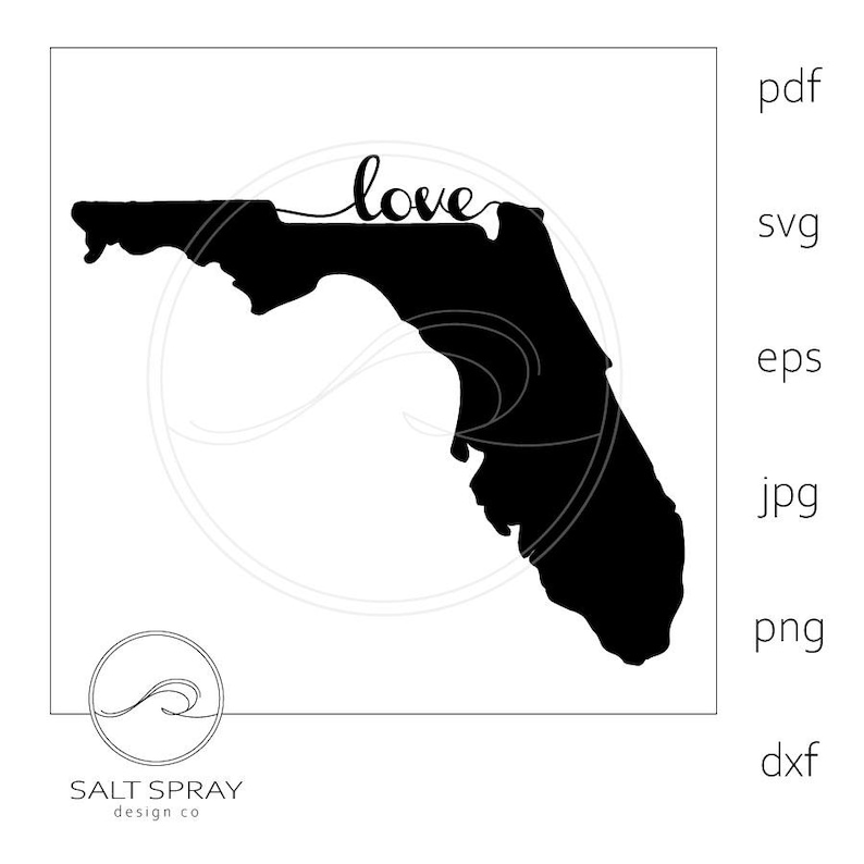 Florida Love Cut File - Cricut SVG - FL Silhouette With Heart - State ...