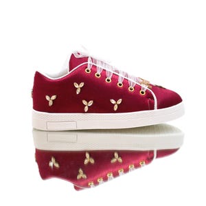 The Hadley Luxury Ruby Satin Hand Embellished Tennis Shoe RETTROSE ...