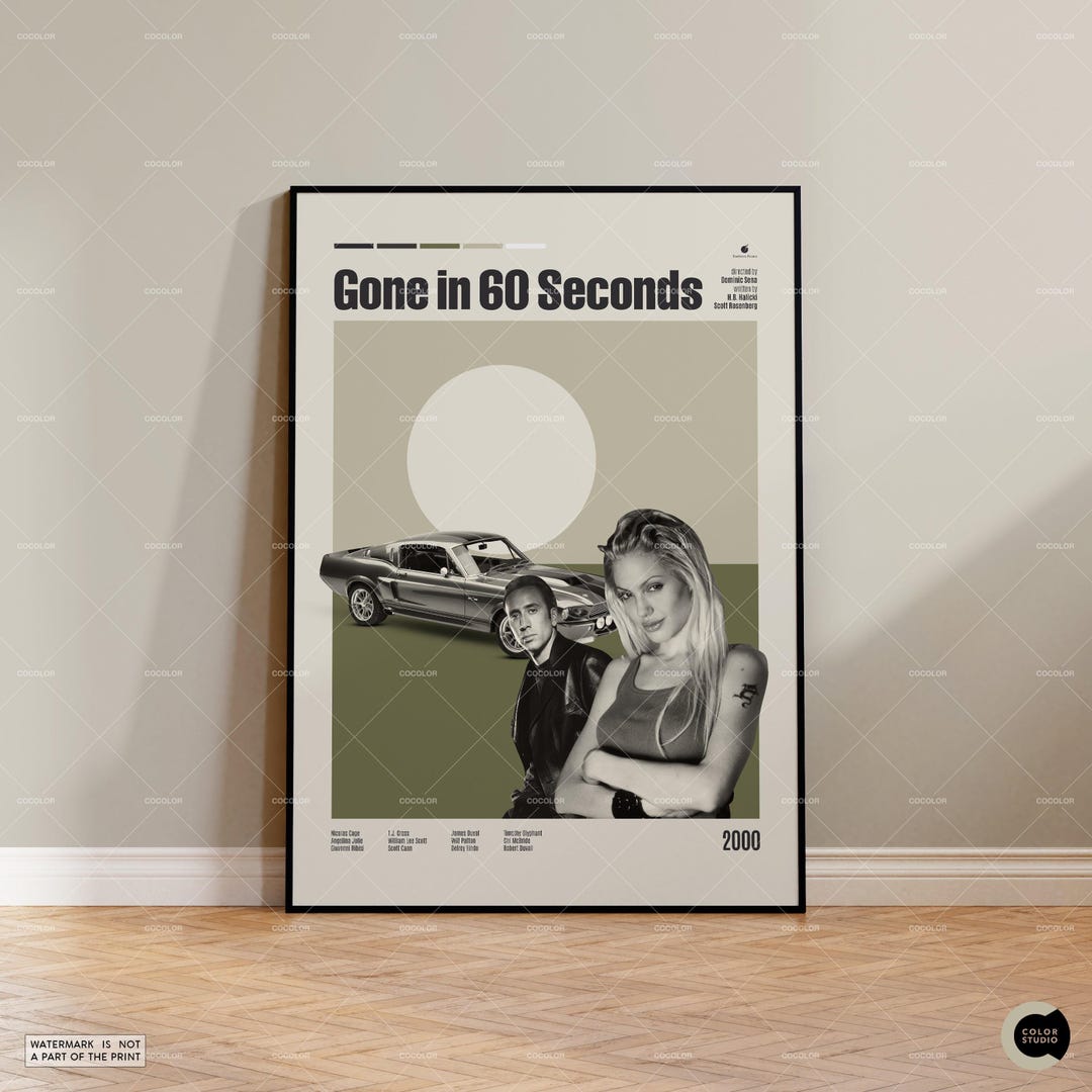 Gone in Sixty Seconds, Retro Movie Poster, Midcentury Modern, Retro Tv ...