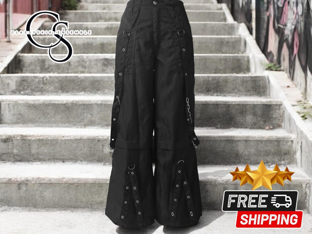 Unisex Comfortable Punk Trousers Hand-stitched Gothic Design Panel ...