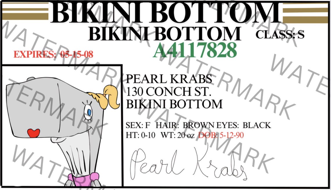 Parody / Whale Daughter / Unofficial Fan Art / Driver License / 7x5in ...