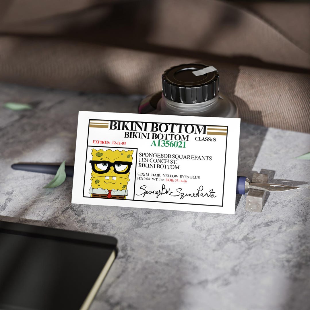 Parody Yellow Sponge Driver License | Business Cards - Etsy