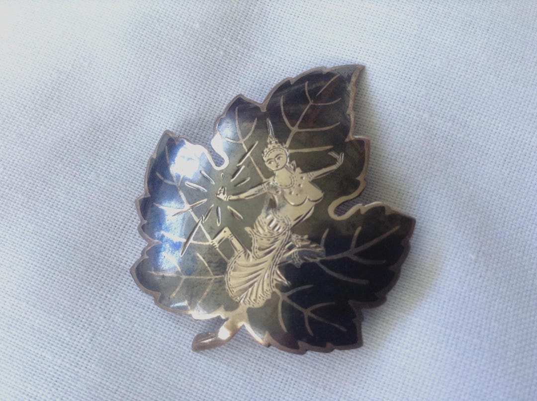 Vintage "siam" Sterling Silver Niello Brooch - Made in Siam (thailand) - 1940's - Etsy