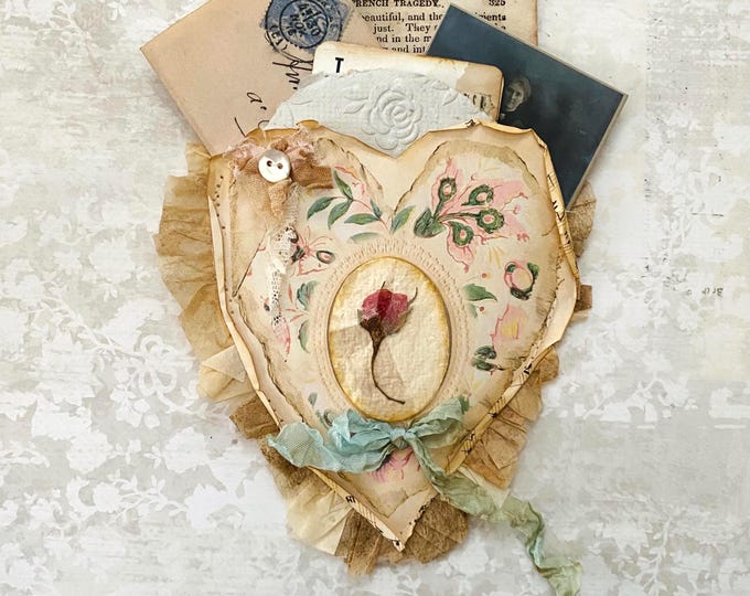 Stuffed Heart, Paper Stuffed Heart, Ephemera - Etsy
