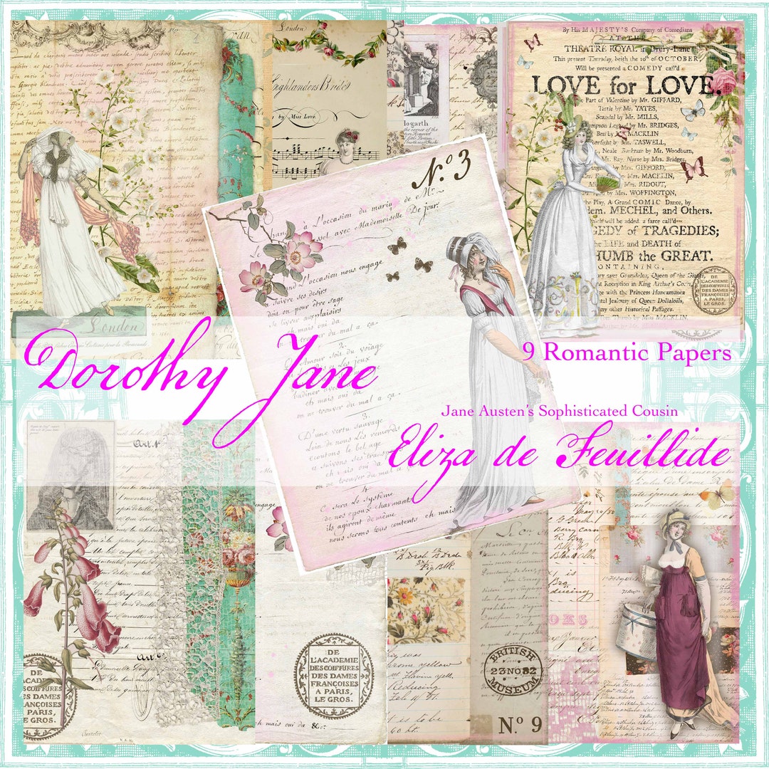 Digital Paper, Long Thin Journal, Nine Jane Austen Journal, 19th ...