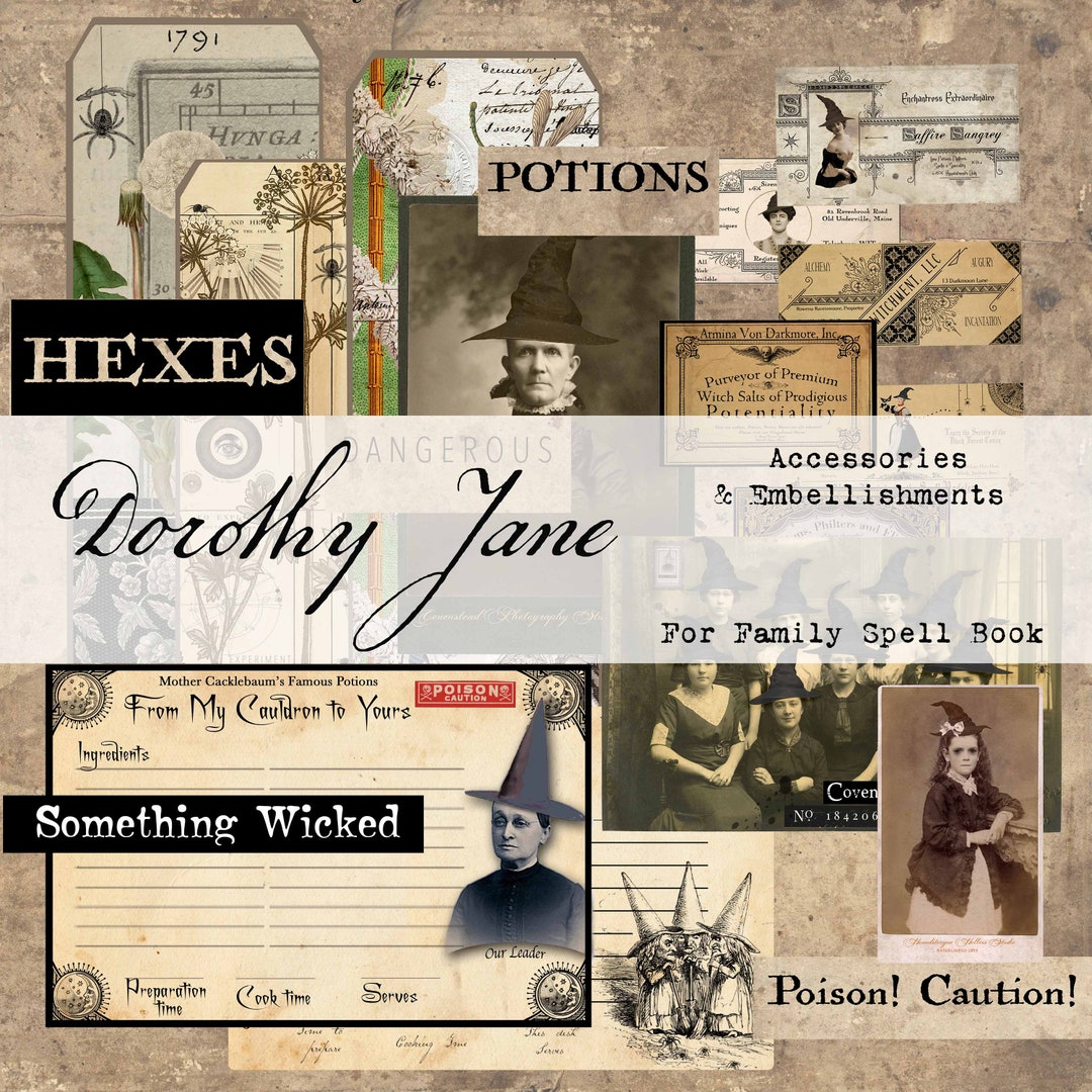 Halloween Spell Book Digital Paper: Witch Ephemera (digital Download ...