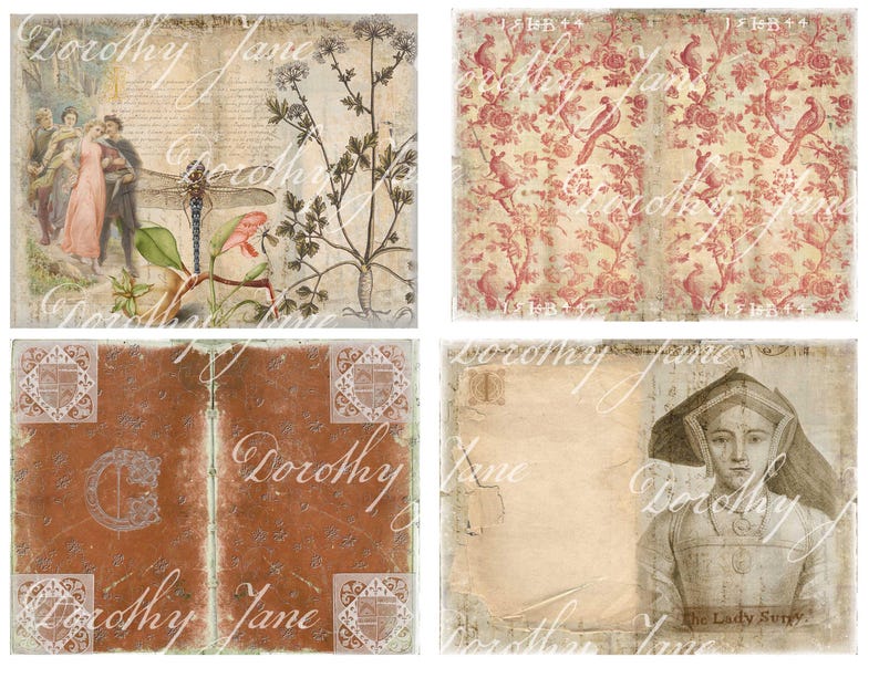 Medieval Lady's Journal Digital Paper: Fawn & Red Theme (digital ...
