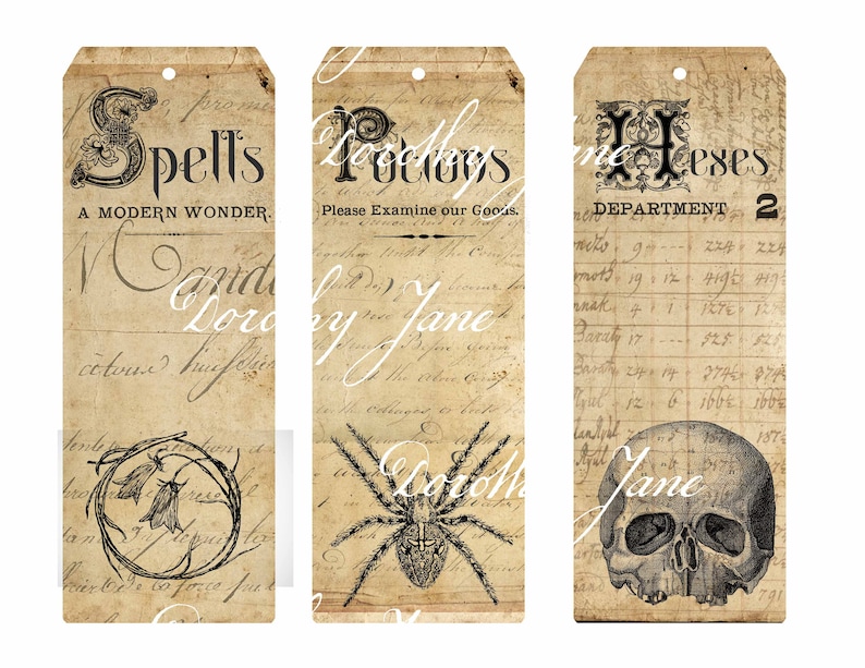Halloween Spell Book Digital Paper: Witch Ephemera (digital Download ...