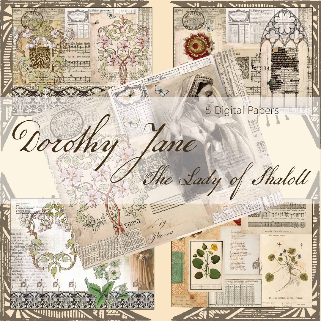 Digital Paper, Medieval Themed Papers, Lady of Shallot, Digital Papers ...