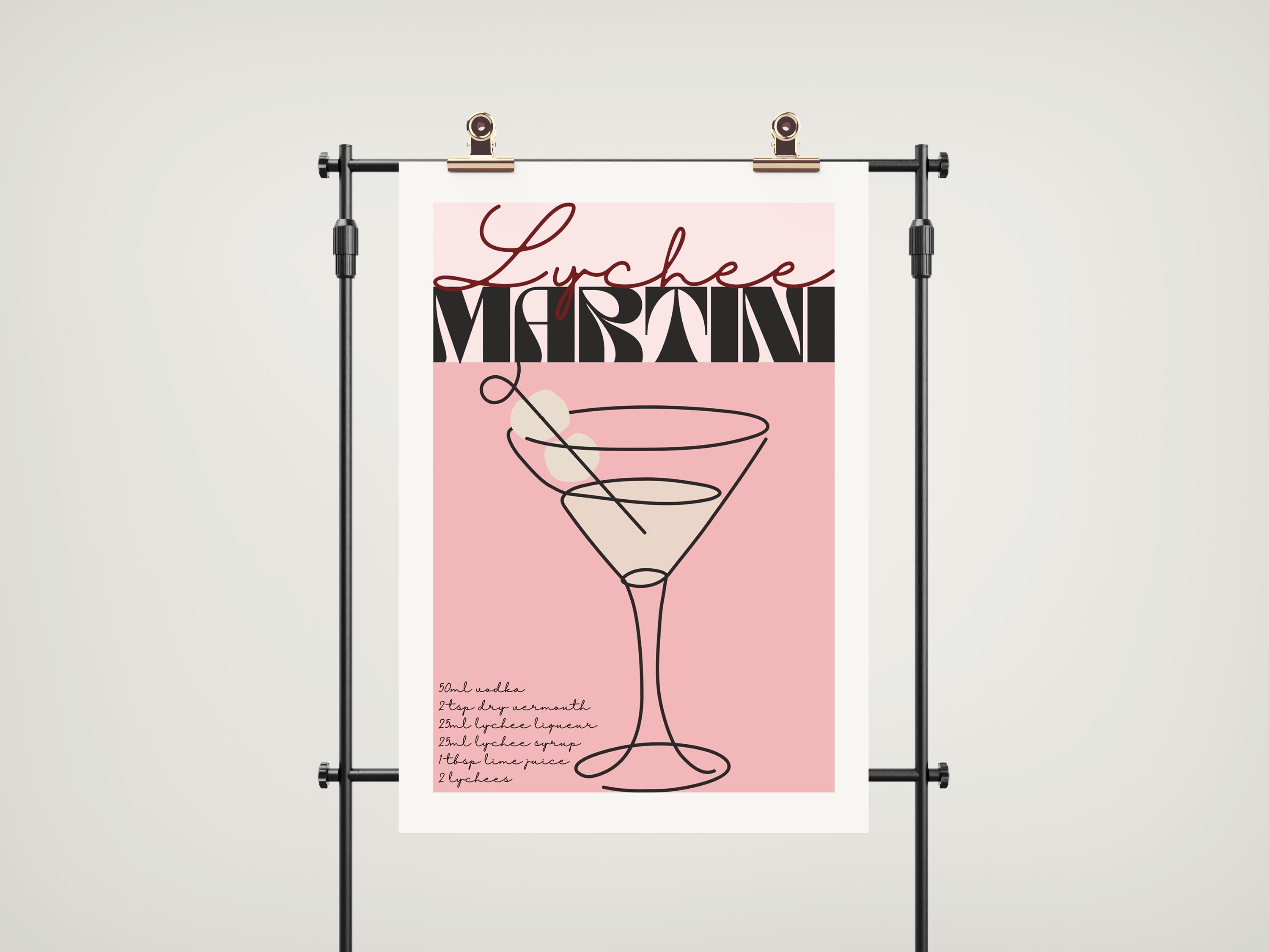 Lychee Martini Print, Cocktail Print, Lychee Martini Poster, Trendy ...