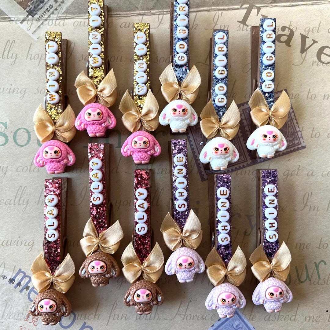 Long-eared Baby Rabbit Plush, Cheer Spirit Pins, Clothes Pin Clips ...