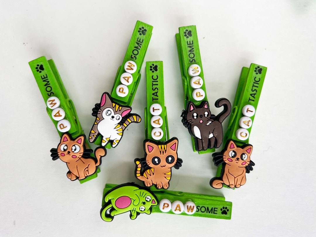 16 Cheer Spirit Pins, Cheer Clothespin Clips, Cat, Set of 16 - Etsy