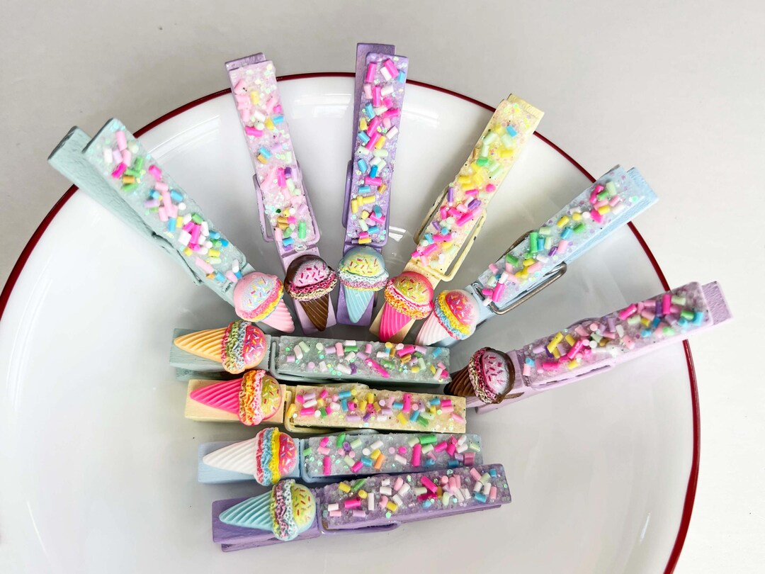 Ice Cream Cone, Cheer Spirit Pins, Cheer Clothespin Clips, Set of 10 - Etsy