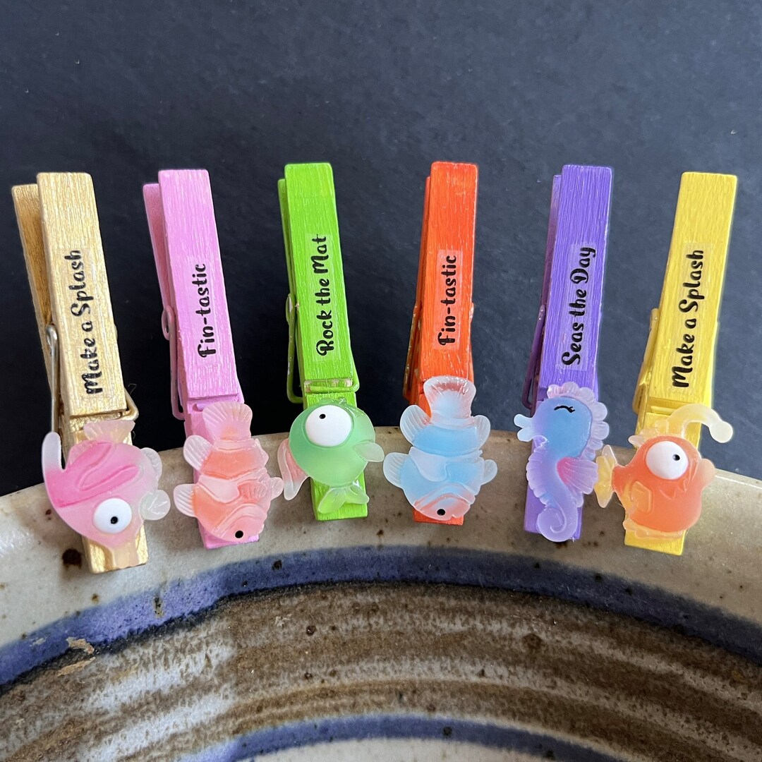 FREE Shipping, 24 Cheer Pins, Cheer Clothespin Clips, Ocean Set, Cheer ...