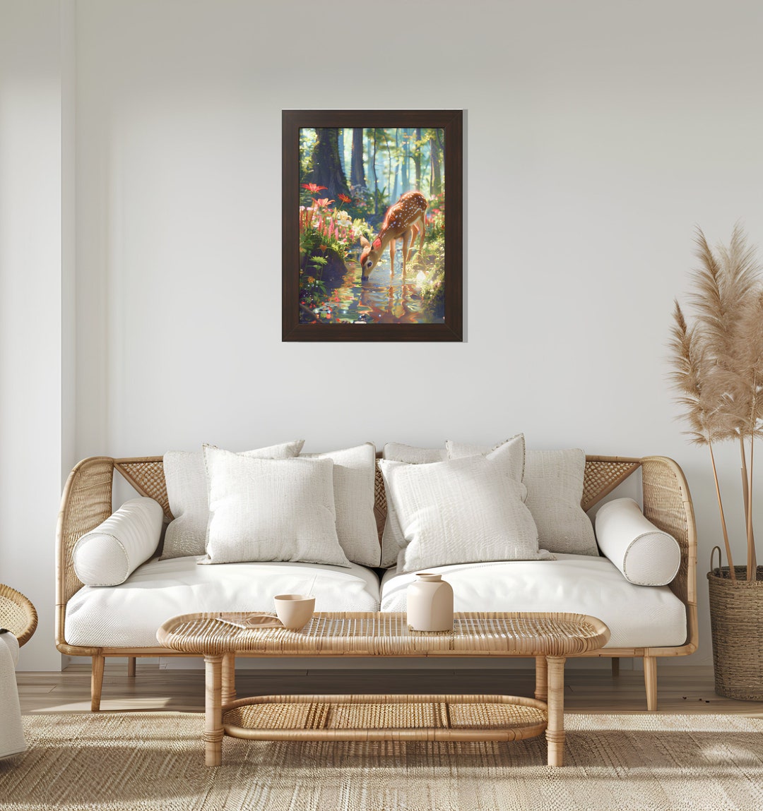 Cute Baby Deer Framed Print for Nursery Wall Art Decor Safari, Jungle ...