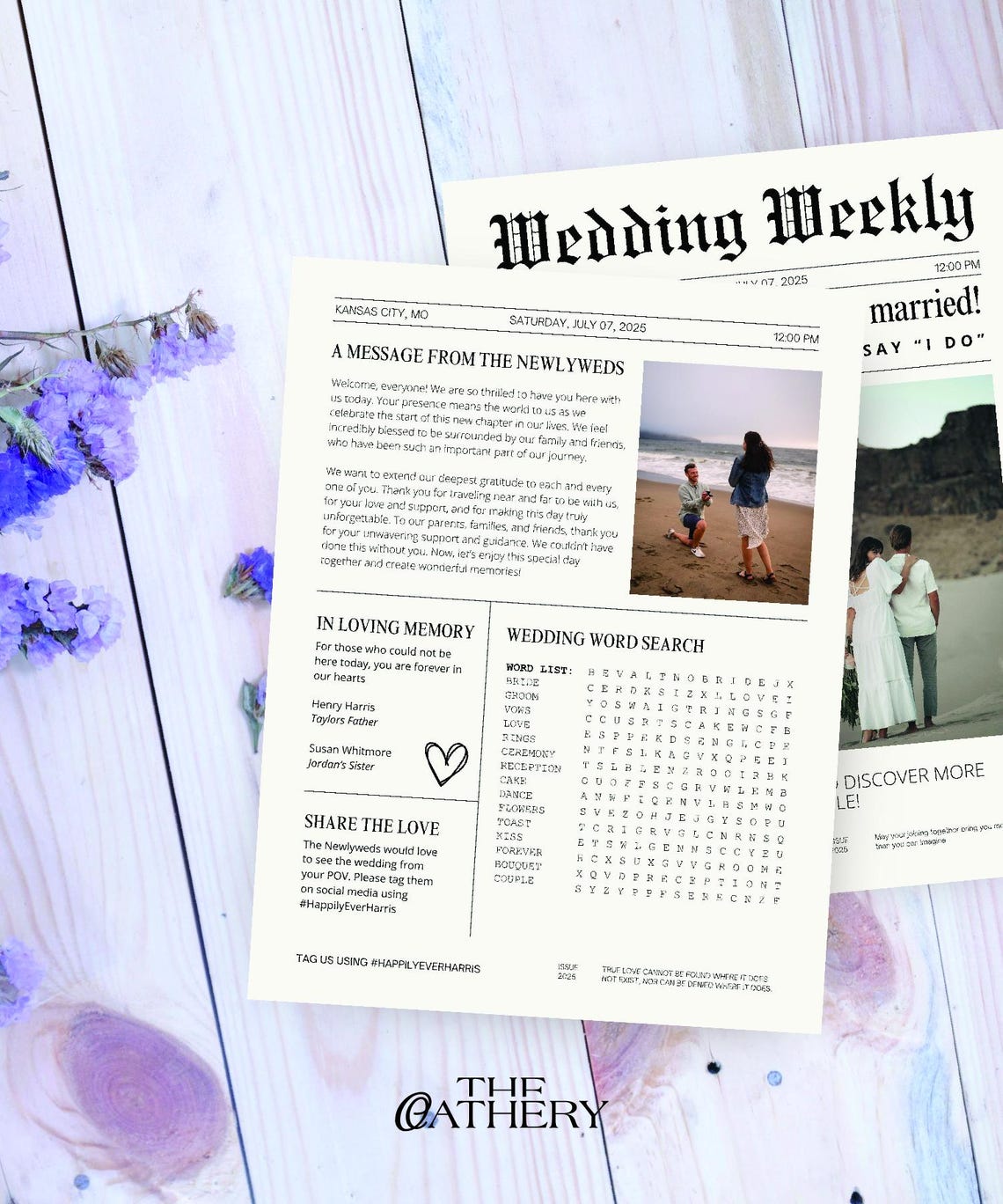 Newspaper Style Wedding Program: Fully Editable and Printable Template ...