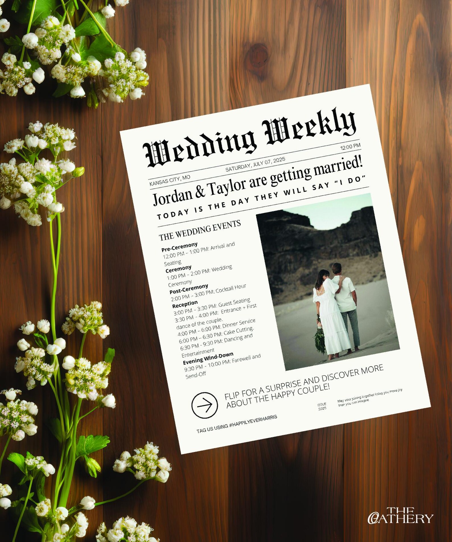 Newspaper Style Wedding Program: Fully Editable and Printable Template ...