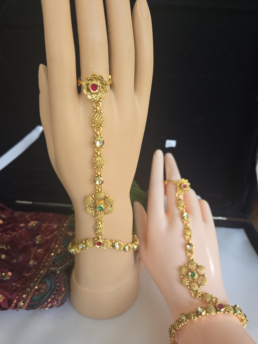 Gold Plated Haathphool/hand Jewelry/haathpaan/south Indian Jewelry ...