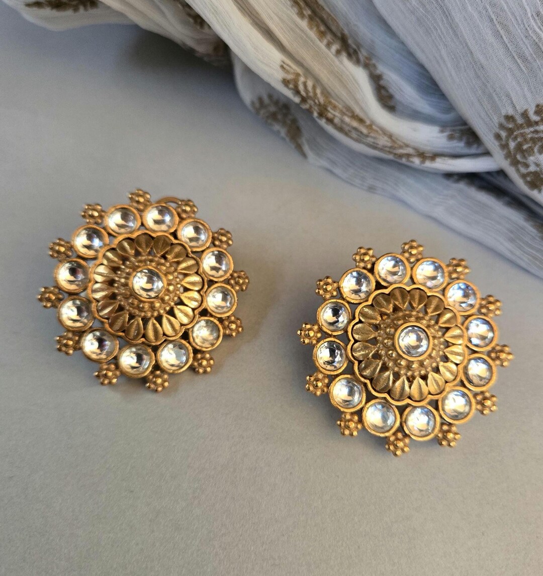 Kundan Studs/gold Plated Stud/studs/indian Earring Stud/pakistani ...