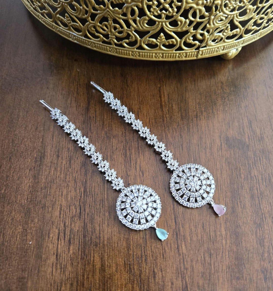 Silver Diamond Tika/cz Head Tika/forehead Jewelry/pakistani Bridal ...