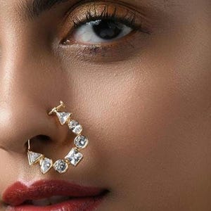 Nose Ring,kundan Nose Ring,press on Nose Ring,nath,no Piercing,indian ...