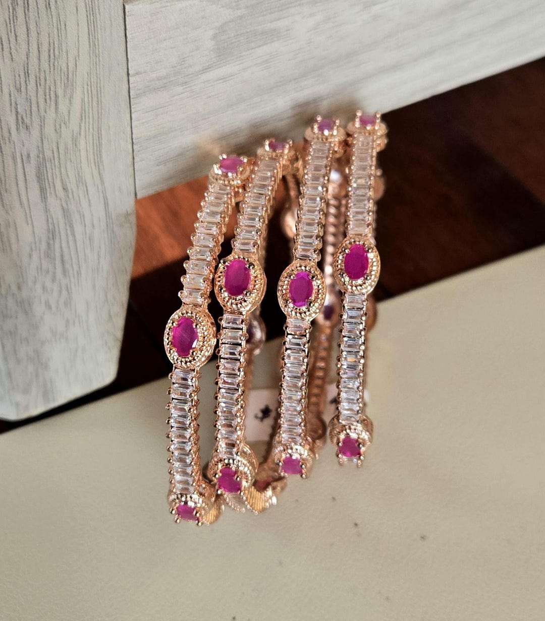 Rosegold Diamond Bangles,bangles,ruby Bangles,indian Cocktail Bangles ...