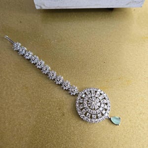 Silver Diamond Tika/cz Head Tika/forehead Jewelry/pakistani Bridal ...