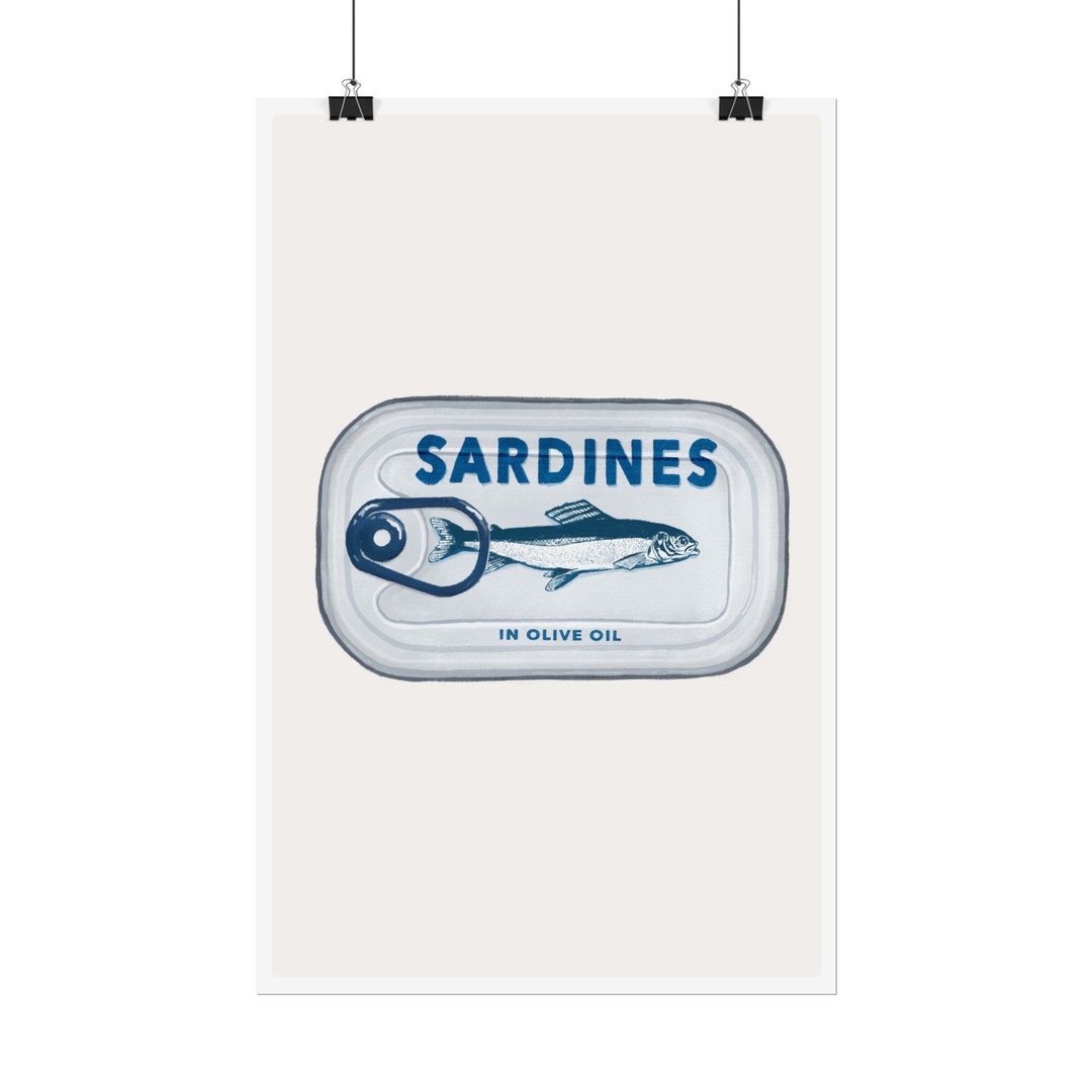 Tinned Sardines Watercolor Painting Print, Gift Sardines, Kitchen Poster, Sardine Tin Art, Gift ...