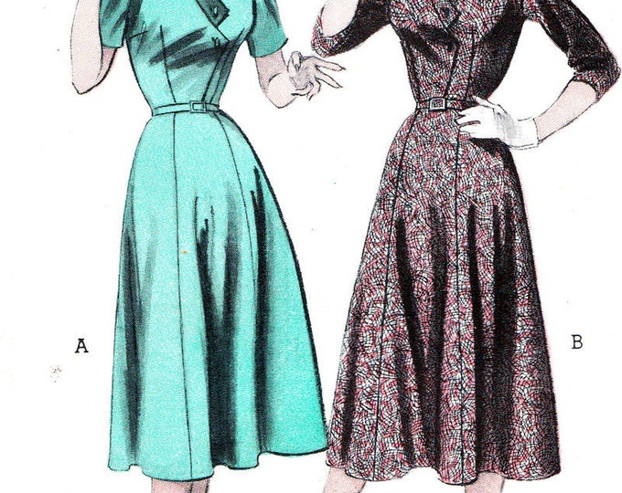 Vintage Sewing Pattern 1950s Butterick 6866 Slimming Dress With Gored ...